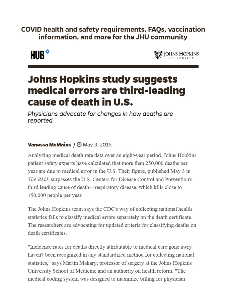 Medical Errors: Third Leading Cause of Death | PDF | Medical Error ...