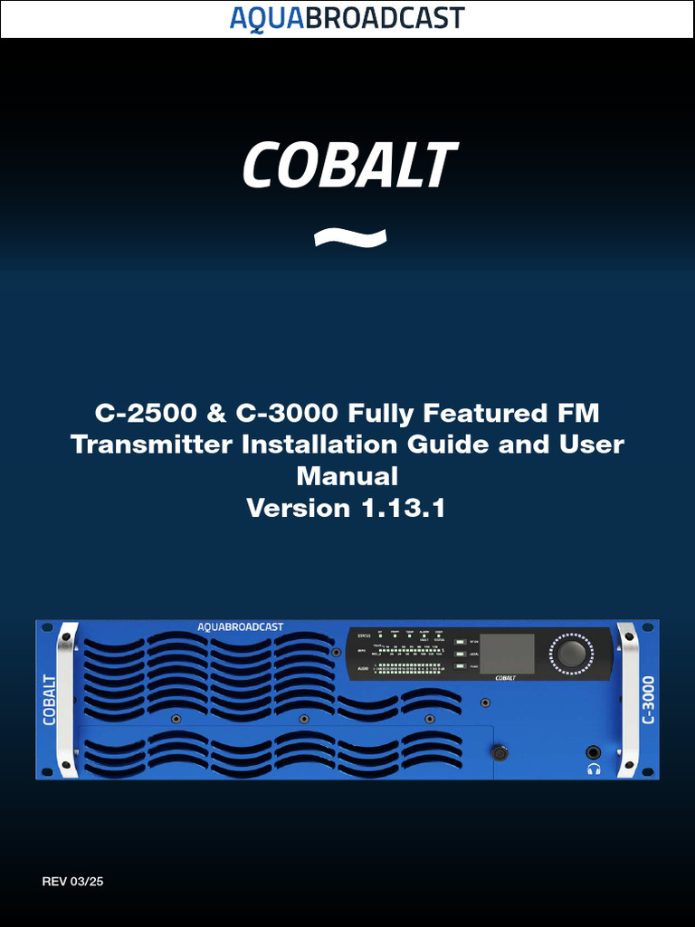 Aqua Broadcast COBALT C - 2500 - C - 3000 User Manual v1131 100325 | PDF | Electrical Connector ...