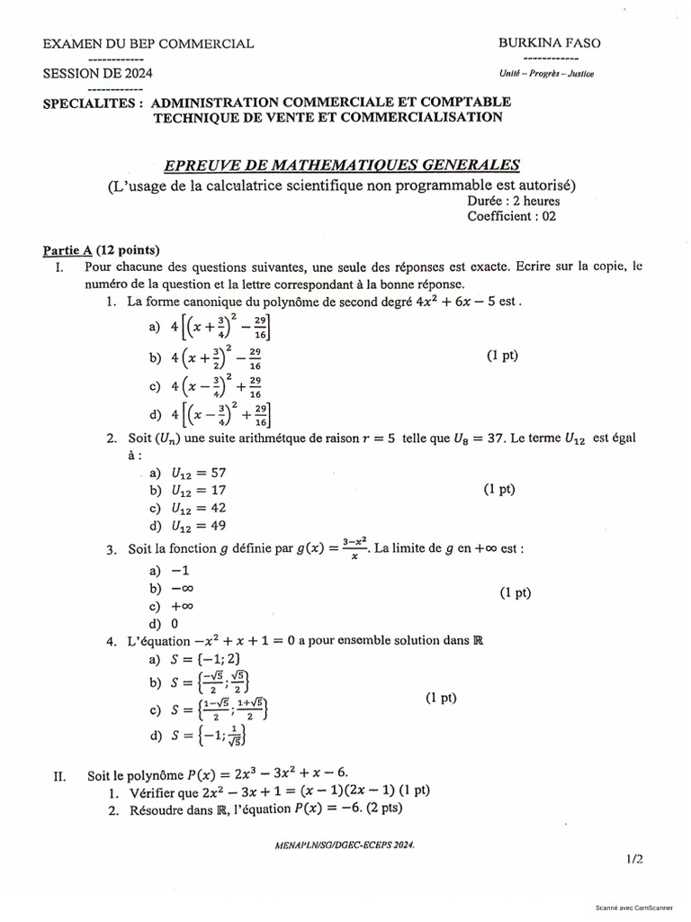 Maths G. Adm Com Et Com TVC 2024 | PDF