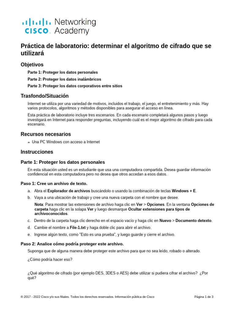 18.1.15 Lab - Determine The Encryption Algorithm To Use | PDF | Red ...