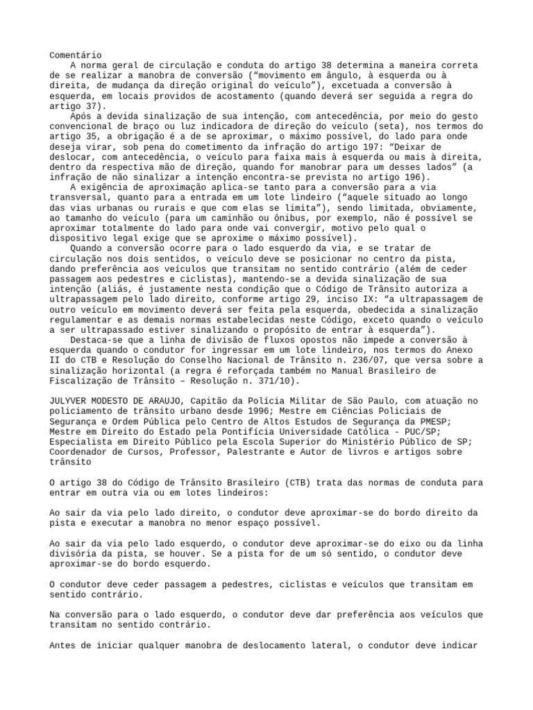 artigo 38 ctb | PDF | Tráfego