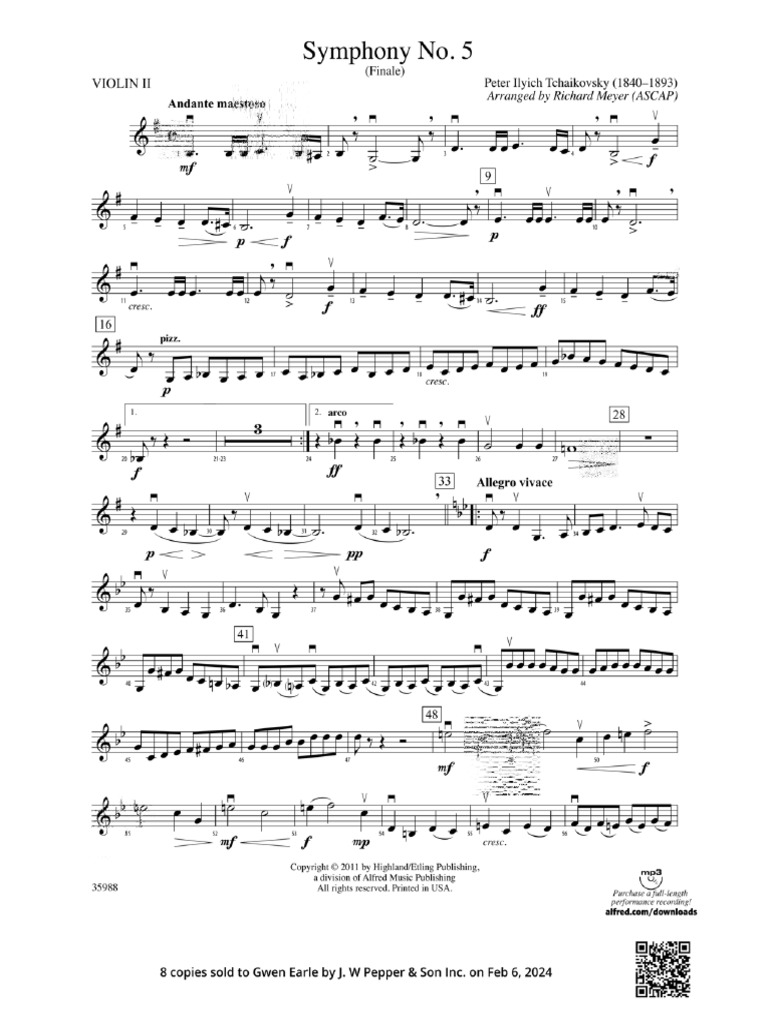Tchaikovsky Sym5 Vln2 2 | PDF