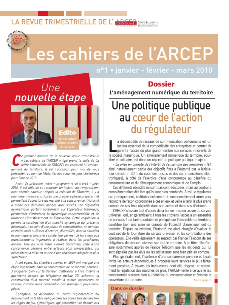 Cahiers ARCEP 01 | PDF | Fibre optique | 4G