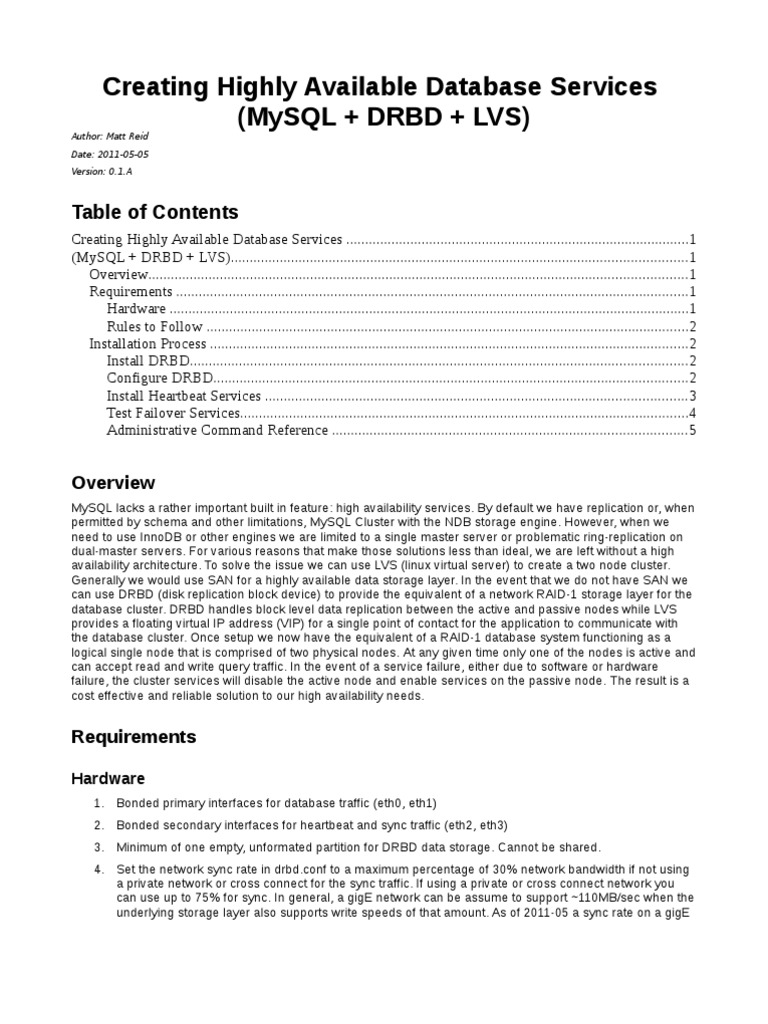 DRBD LVS Install-Configure HowTo | PDF | Replication (Computing) | Computer Cluster