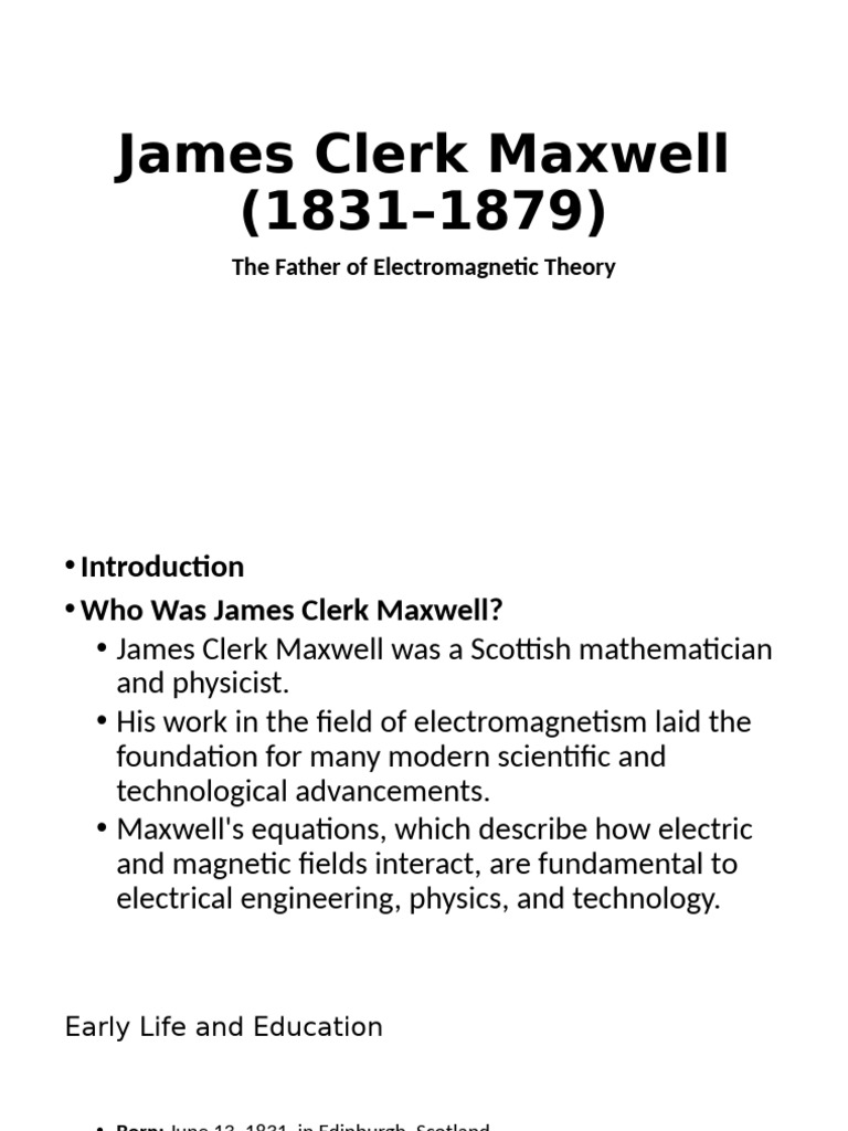 James Clerk Maxwell: Electromagnetic Pioneer | PDF | James Clerk ...