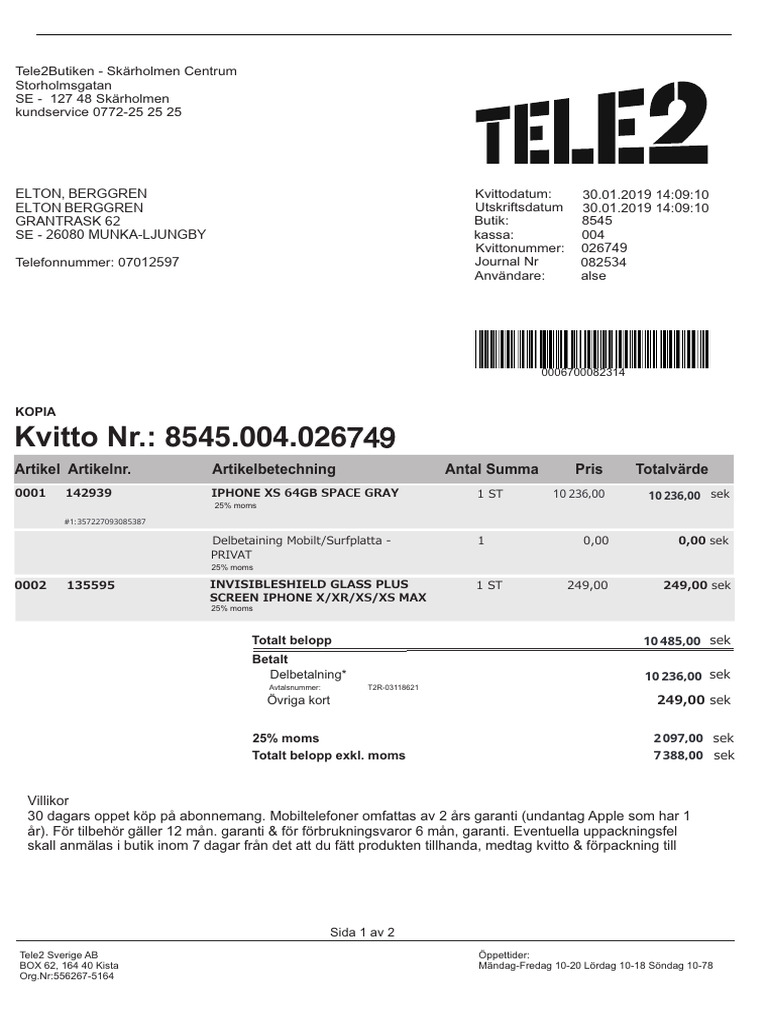 Tele2 Sverige Ab 333 | PDF