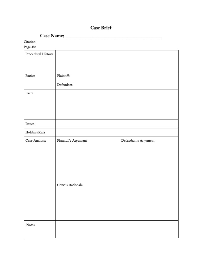 Case Brief Template | PDF