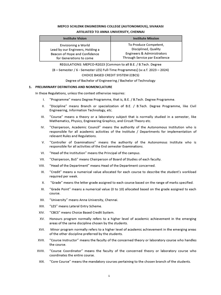 UG Regulations 2023 | PDF | Bachelor Of Science | Academic Degree