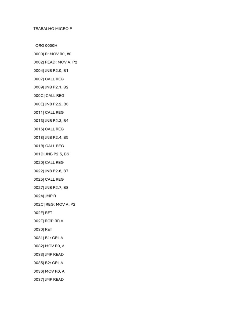 JNB Instructions in Micro P Assembly | PDF