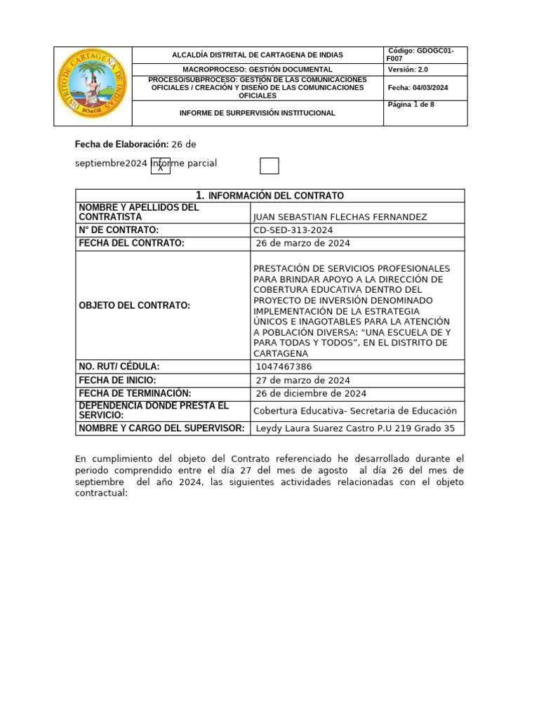 Informe de Supervisión 0 6 Juan Sebastian Flechas (1) - copia | PDF