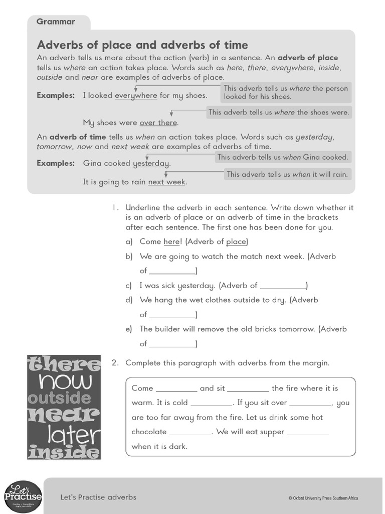 Grade 5 English FAL Lets Practise Adverbs | PDF | Adverb | Semantic Units