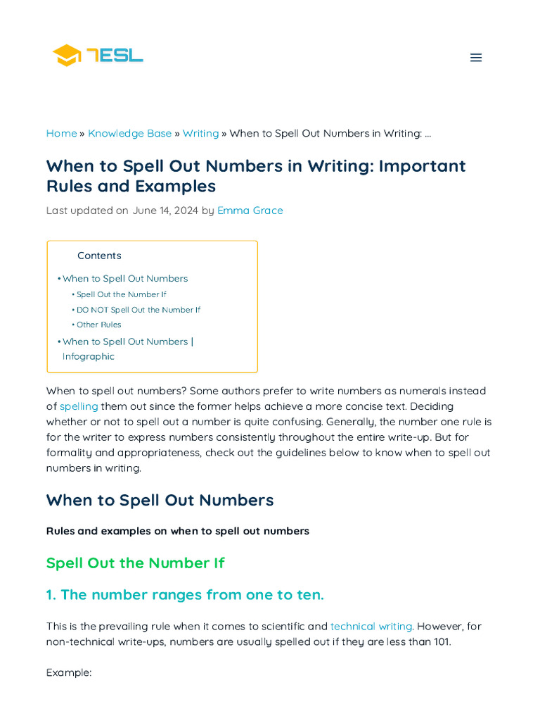When to Spell Out Numbers in Writing | PDF | Measurement | Human ...
