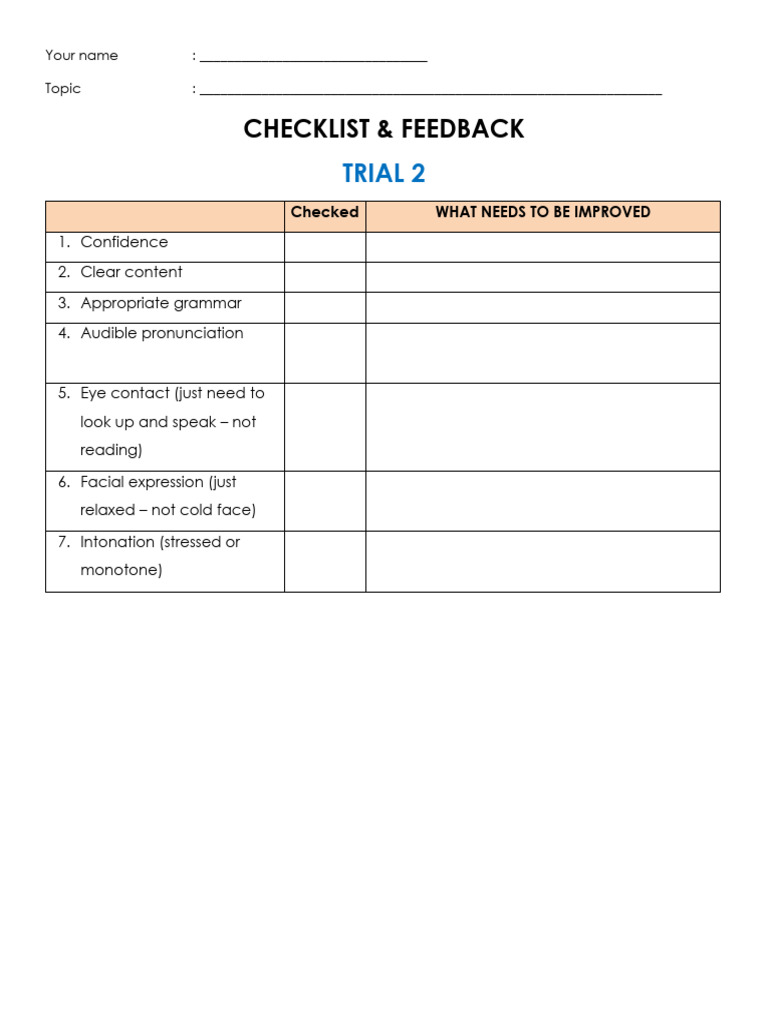 02 Checklist Trial 2 | PDF
