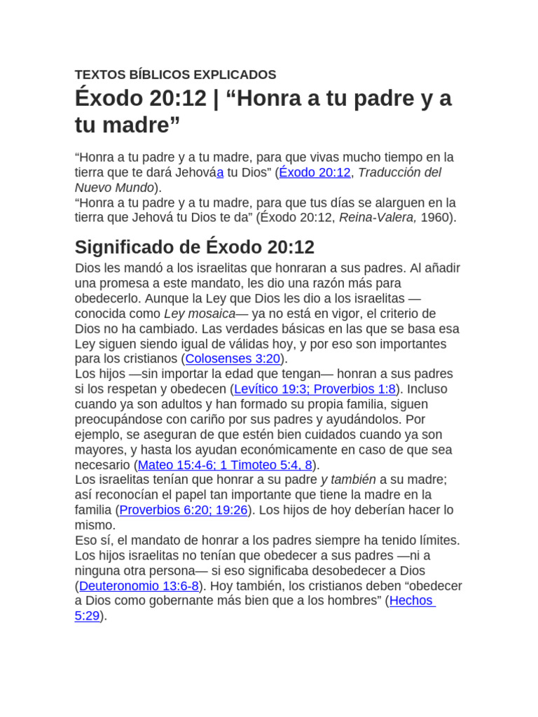 TEXTOS BÍBLICOS EXPLICADOS Exodo | PDF | Libro del éxodo | Diez Mandamientos
