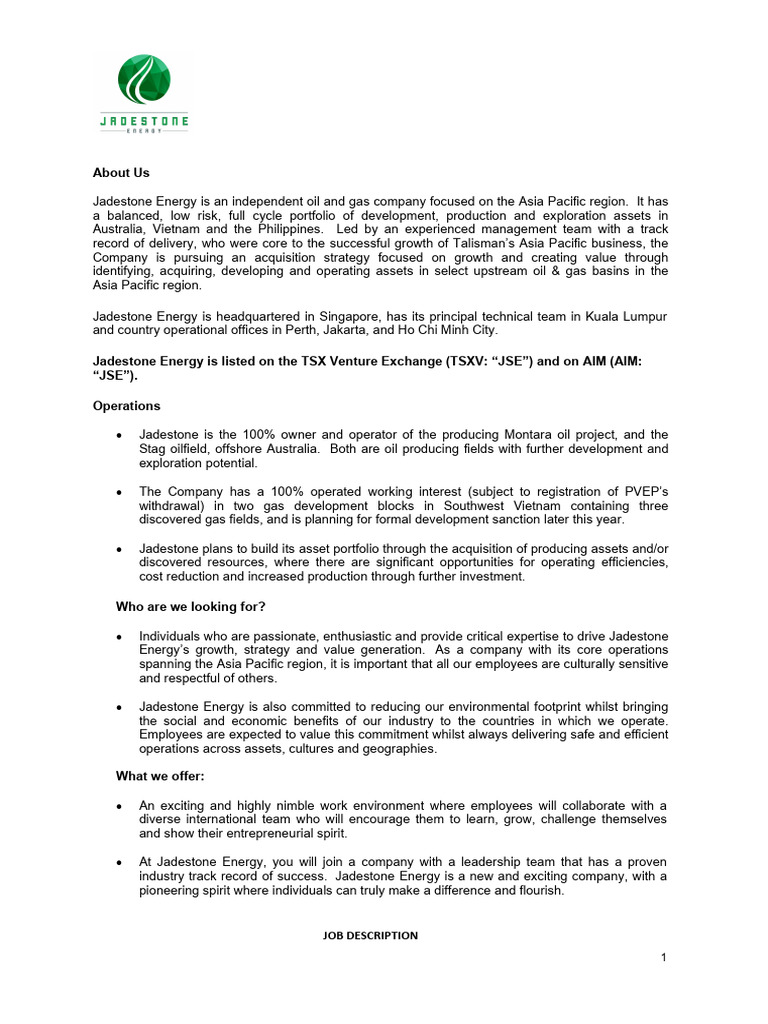 Senior Reservoir Engineer Position | PDF | Petroleum Reservoir | Oil Well