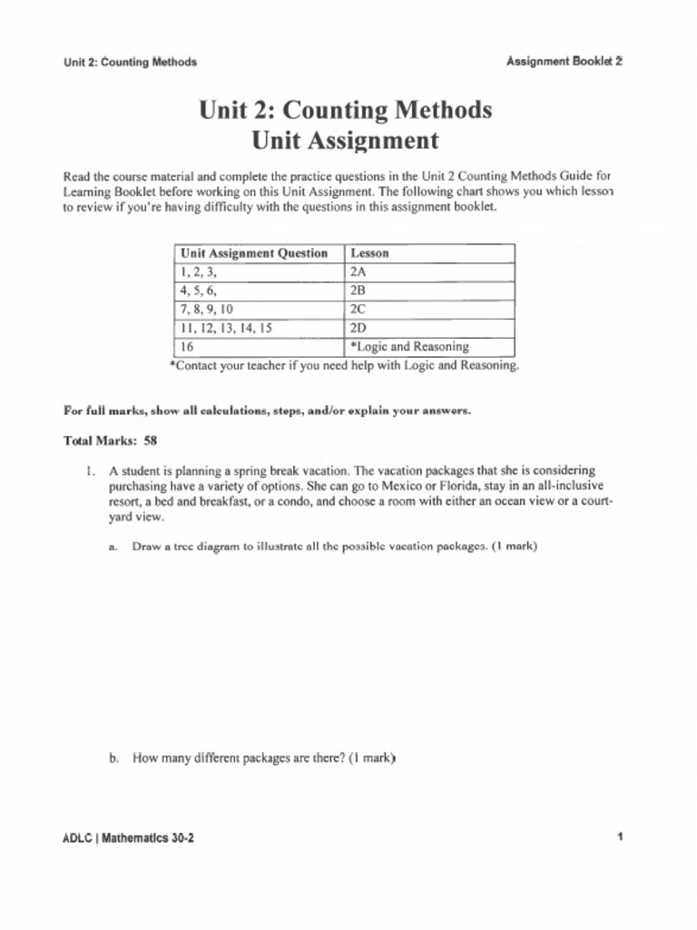 M 30-2 SAO Asg 2 Counting Methods | PDF