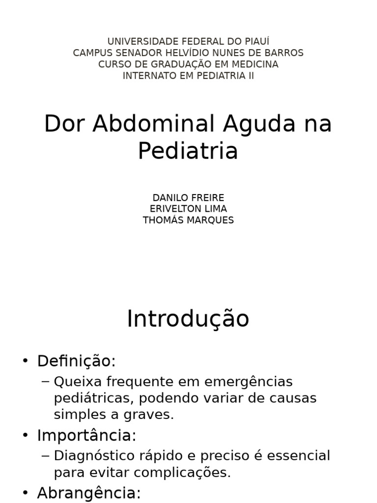Dor Abdominal Aguda Pediatria | PDF