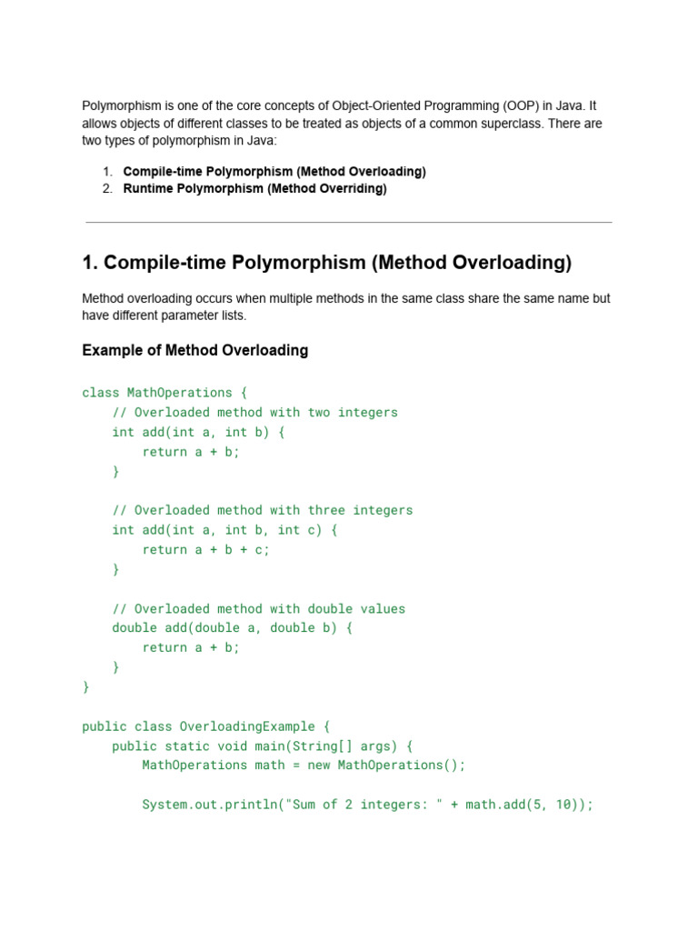 Polymorphism Oop Pdf Method Computer Programming Inheritance