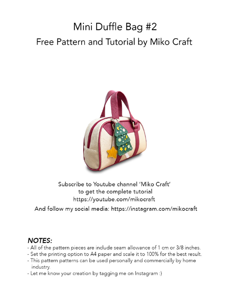 Mini Duffle Bag #2 - Free Pattern and Tutorial by Miko Craft | PDF