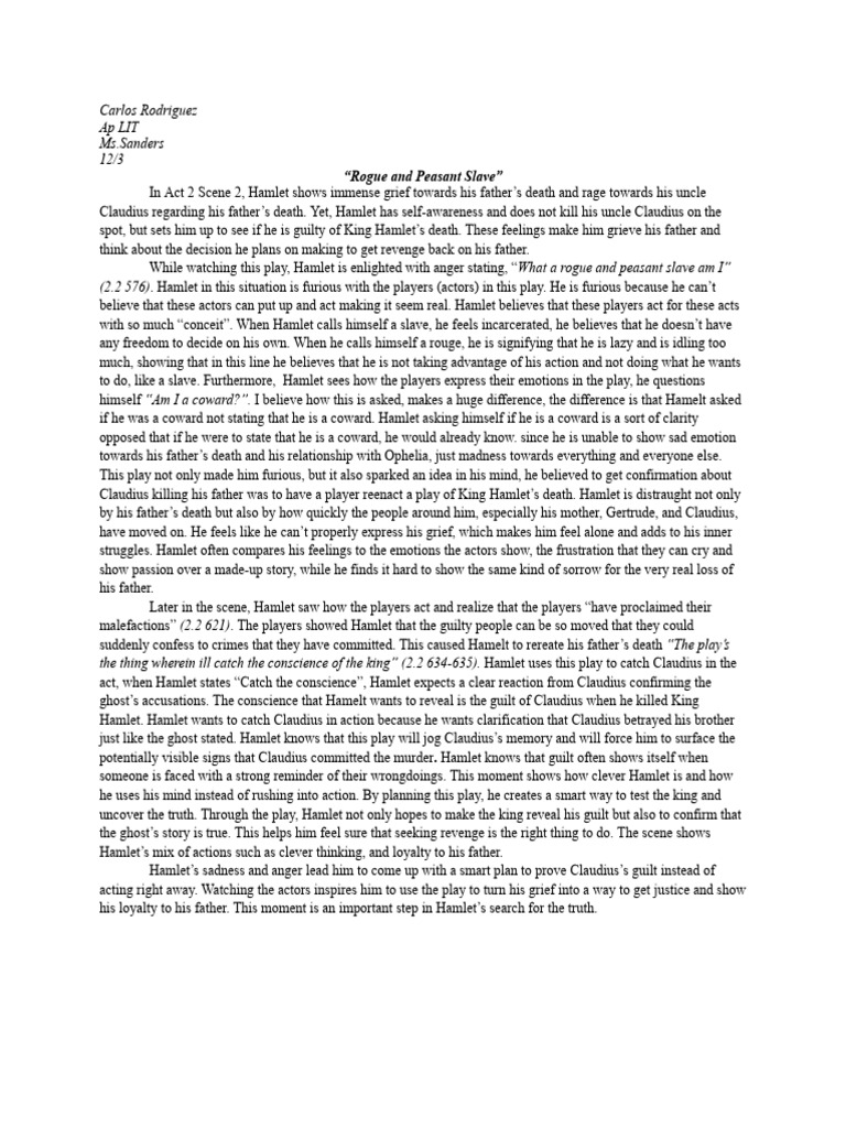 Carlos Rodriguez - One-Pager Soliloquy Acts I-III (MUST SUBMIT TO ...