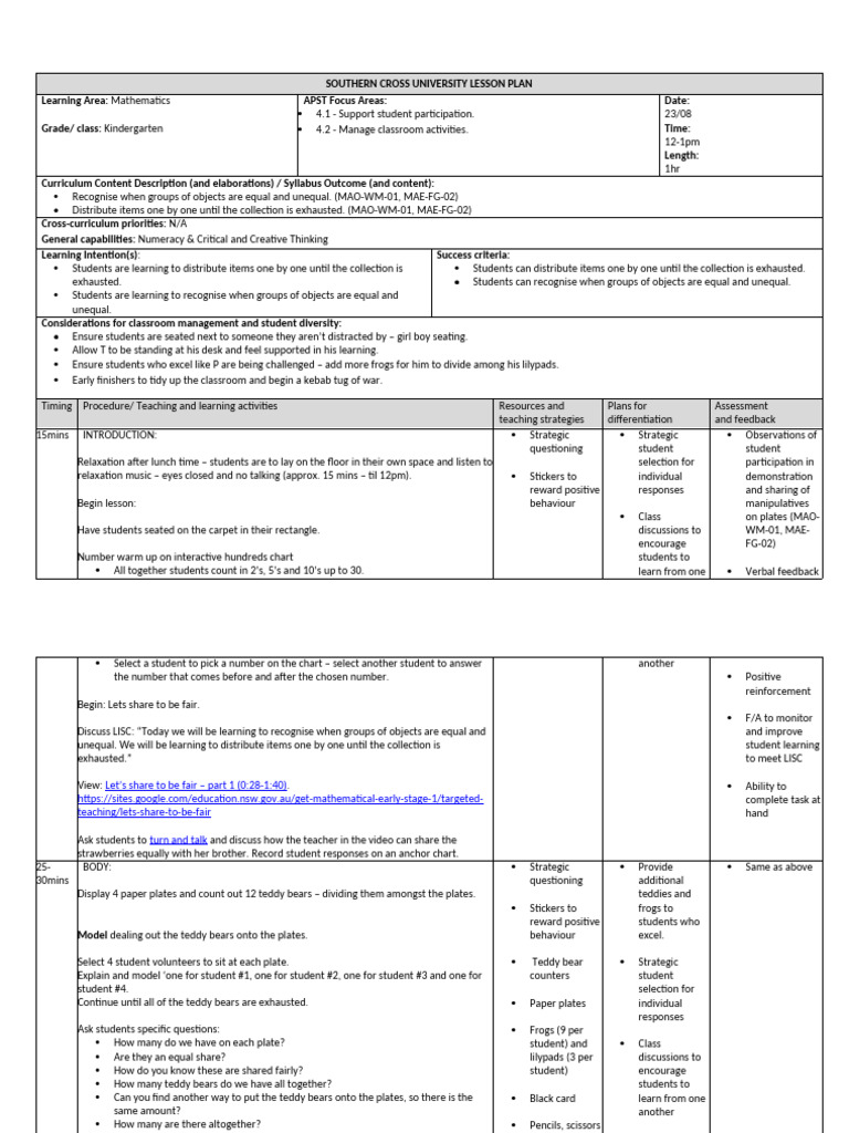Week 5 - Division - Lesson 2 Unit 13 | PDF | Classroom | Behavior Modification