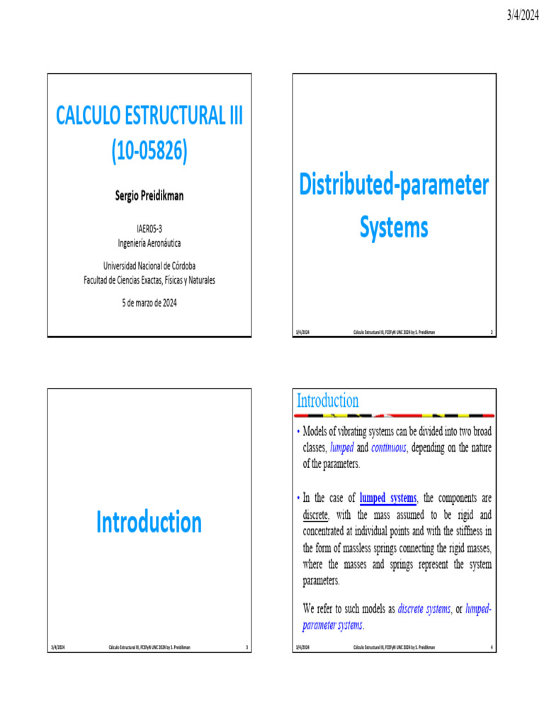 CÁLCULO ESTRUCTURAL III (2024) - DISTRIBUTED-PARAMETER SYSTEMS - LONGITUDINAL VIBRATION OF BARS ...
