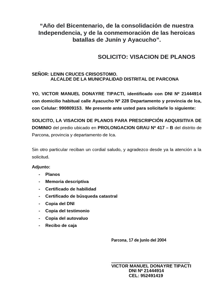 Solicitud Victor 2024 | PDF