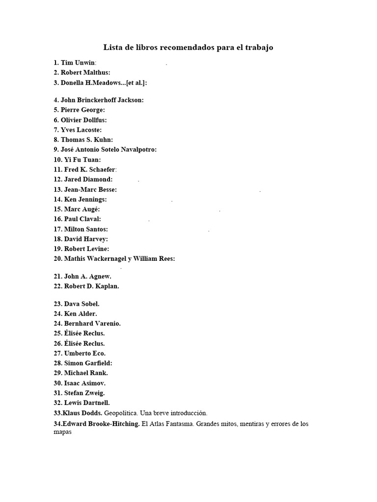 Lista de Libros Recomendados para El Trabajo 2022-2023 | PDF