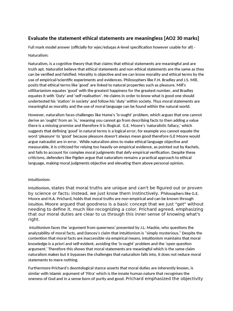 Ethical Statments Are Meanningless | PDF | Epistemology