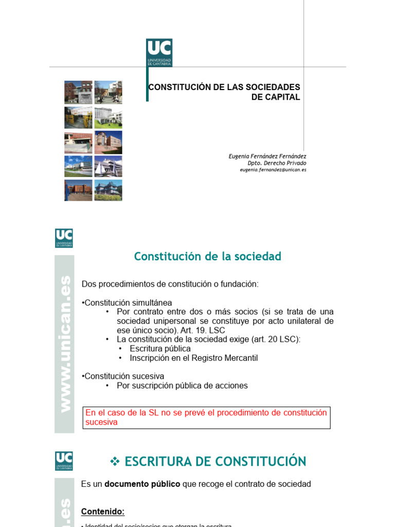 Tema 4 Constitucion Sociedades | PDF | Sociedad de responsabilidad limitada | Business