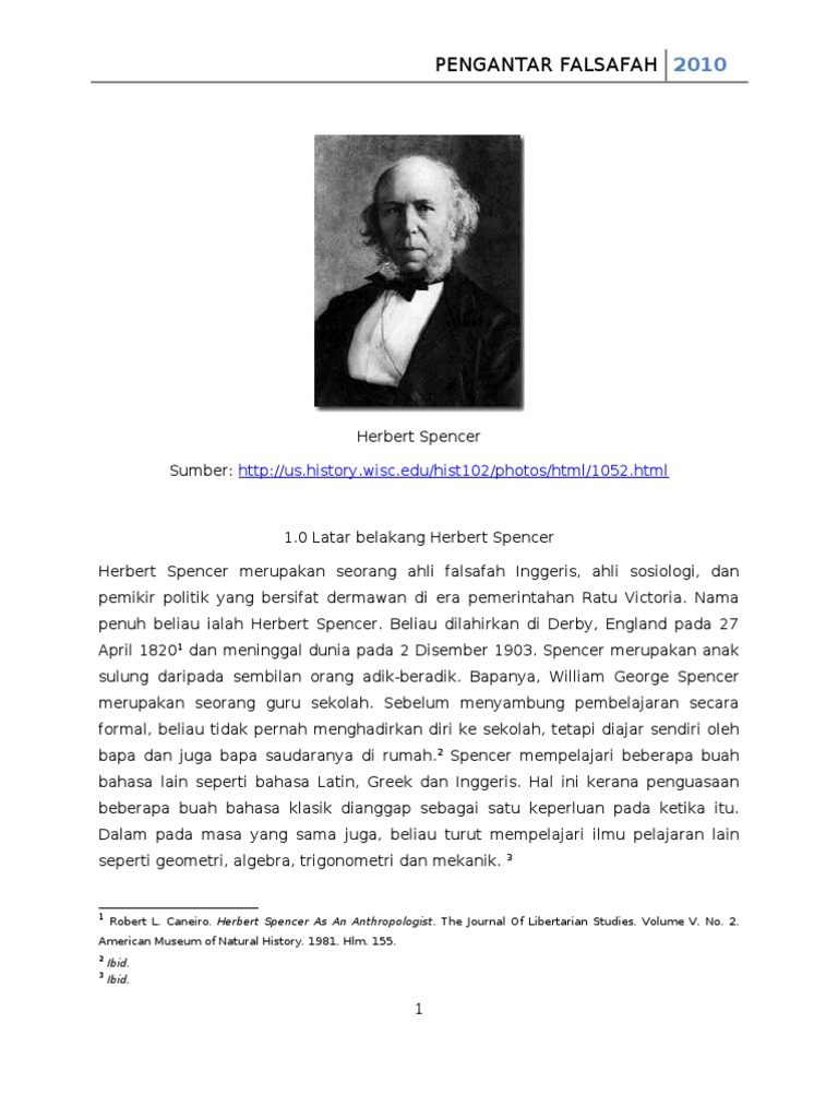 Latar Belakang Herbert Spencer | PDF