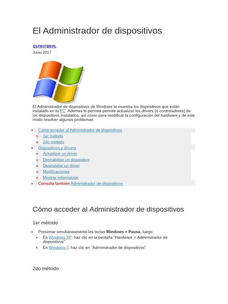 Guía del Administrador de Dispositivos en Windows | PDF | Hardware de ...