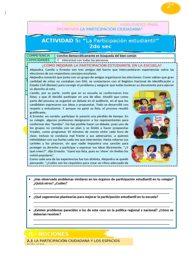 2° DPCC -ACTV.05-UNID.7 2023 | PDF | Alcalde | Escuelas