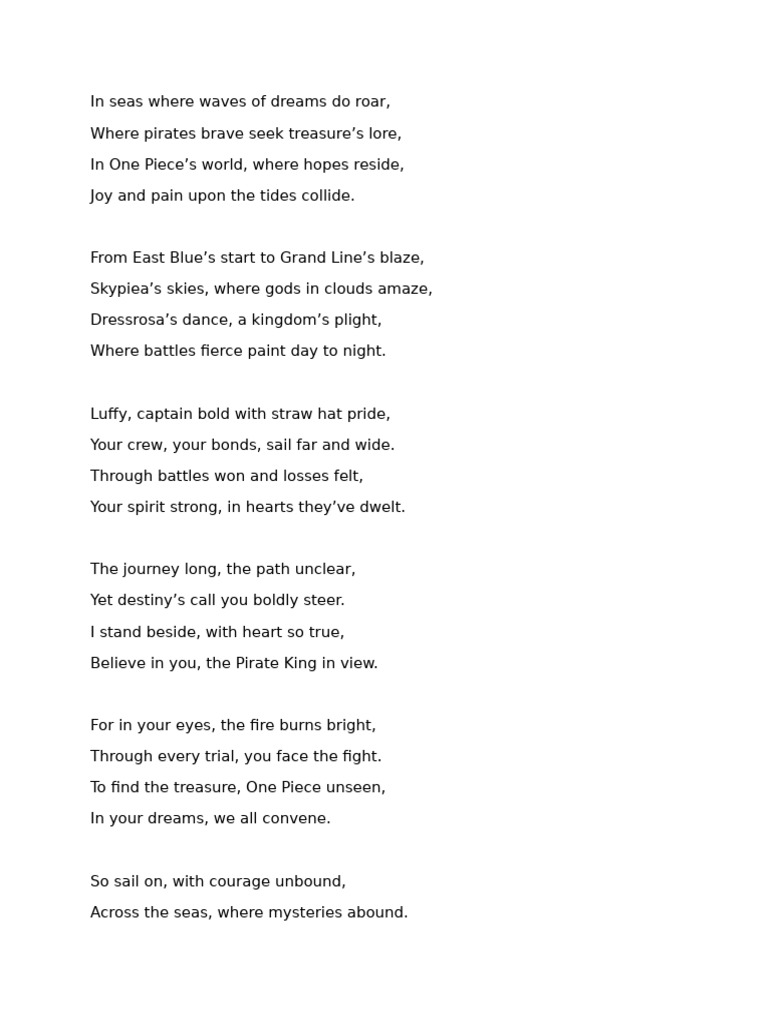 The One Piece Poem | PDF