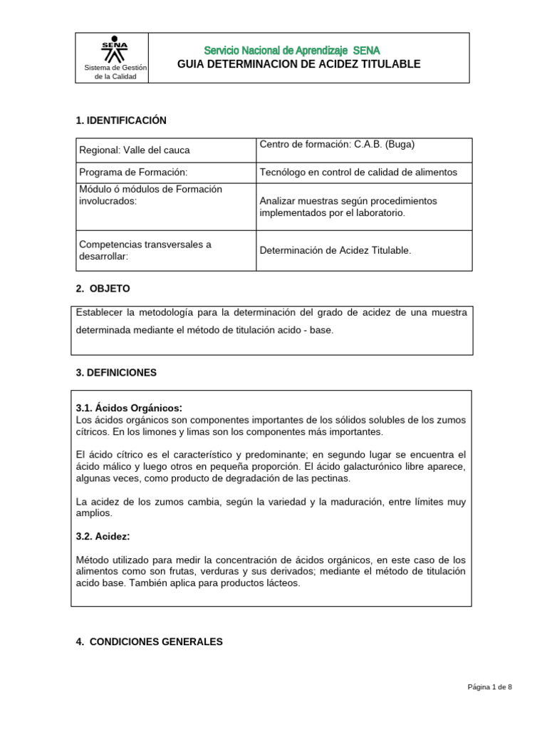 Guia Determinaciòn de Acidez | PDF | Valoración | Química