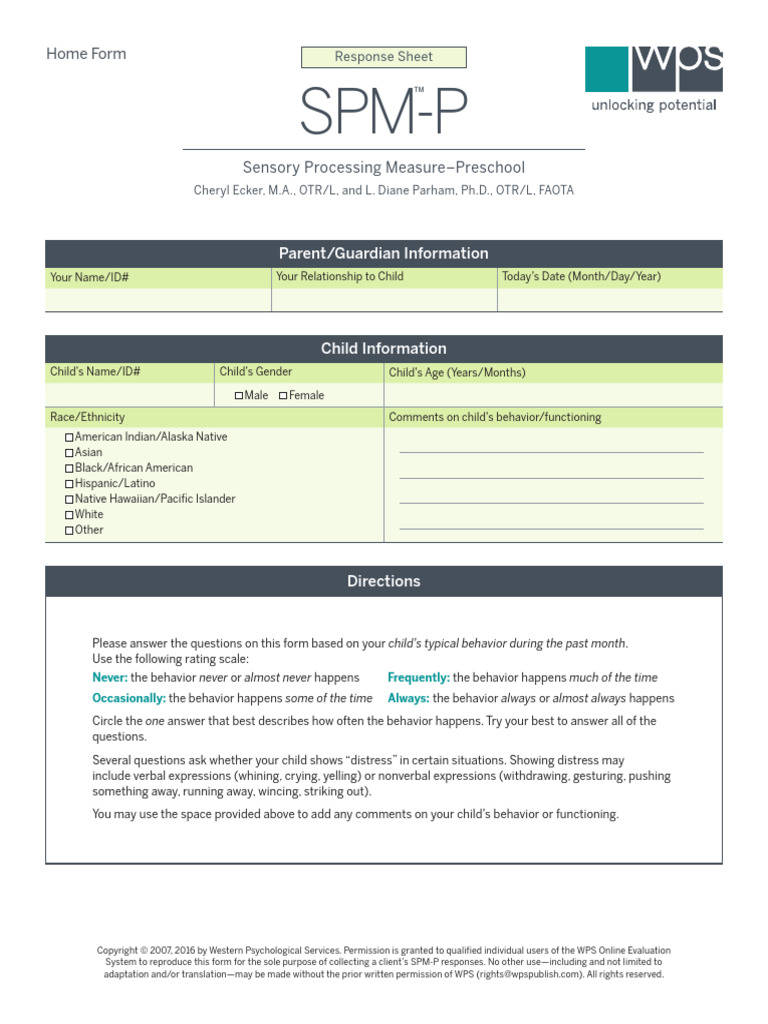 SPM-P Response Sheet Home | PDF | Race And Ethnicity In The United ...