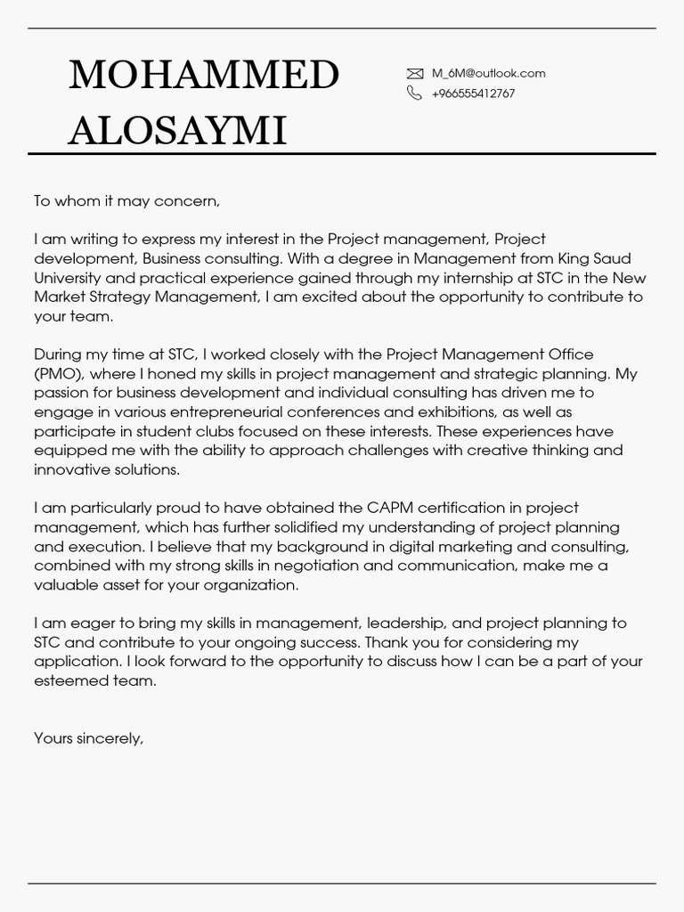 Mohammed Alosaymi (STC Cover Letter) | PDF