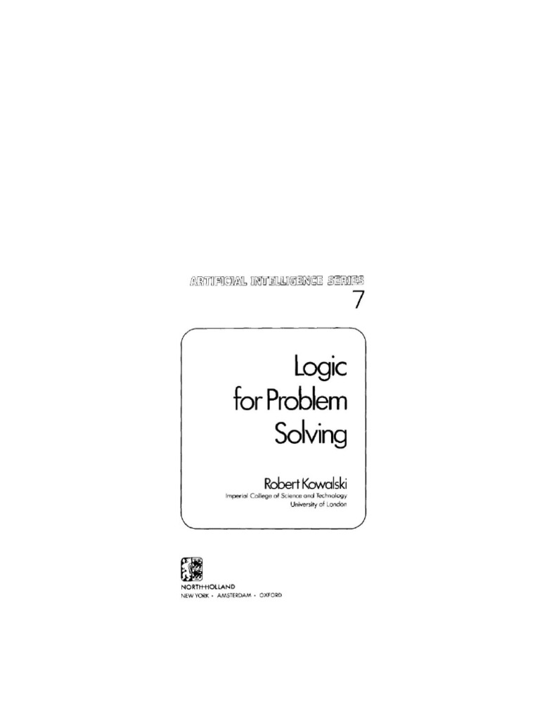 Logic For Problem Solving 7th Edition by Robert Kowalski ISBN ...
