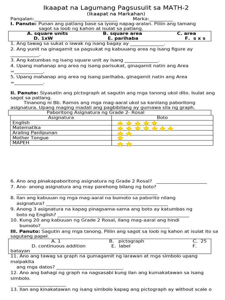 ST-4-Q4- MATH 2 | PDF