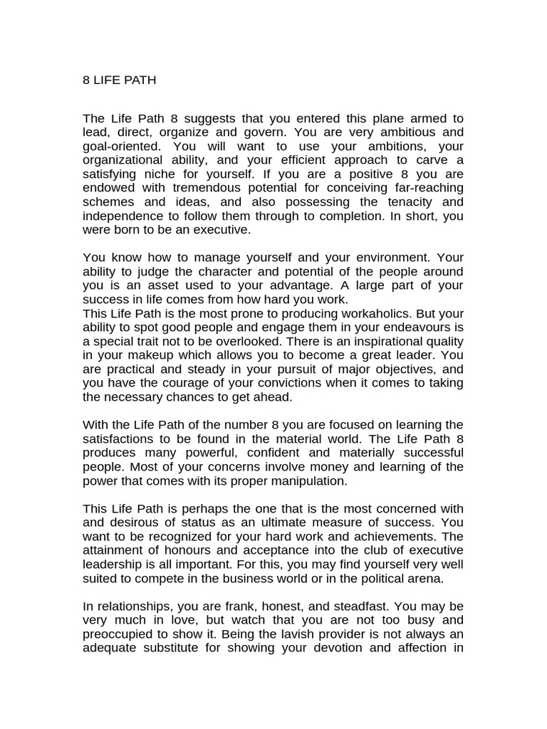 Understanding Life Path 8 Traits | PDF | Fear | Love