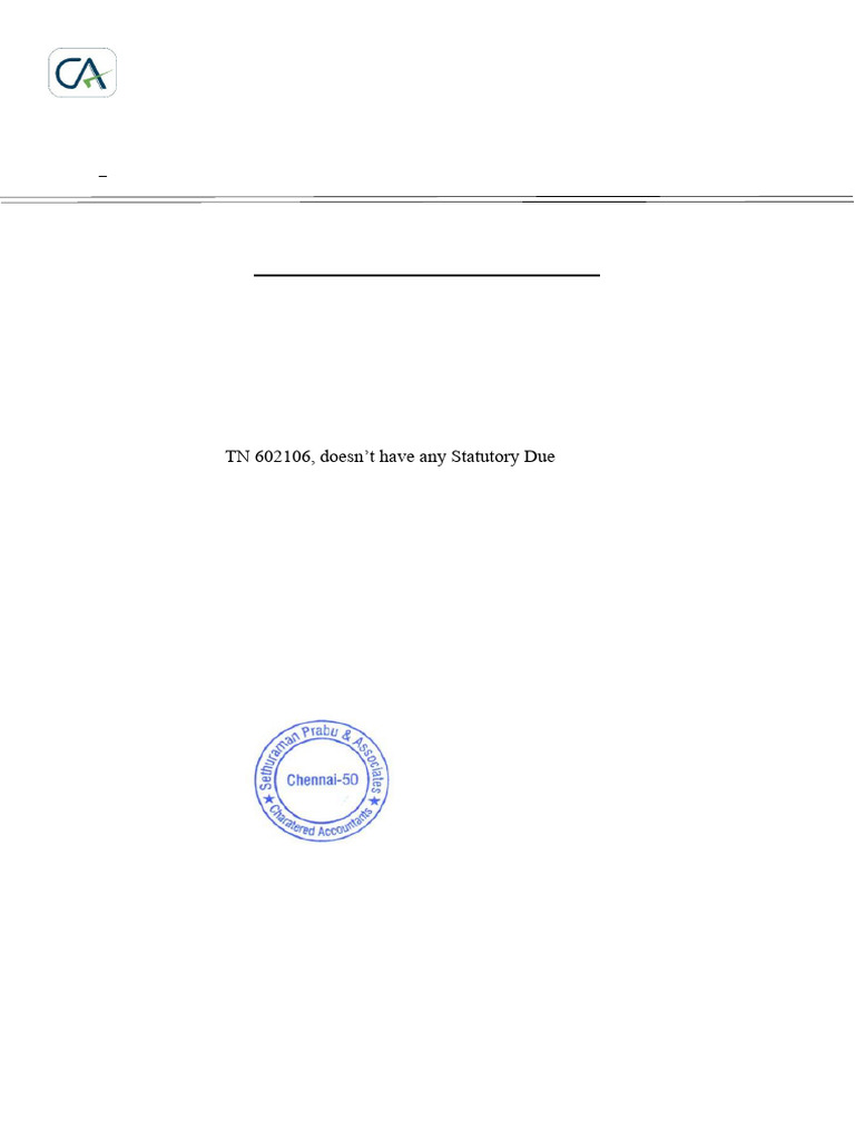 Nil Statutory Dues Certificate for FY 21-22 | PDF