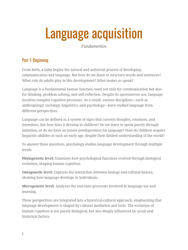 Understanding Language Acquisition Processes | PDF | Language ...