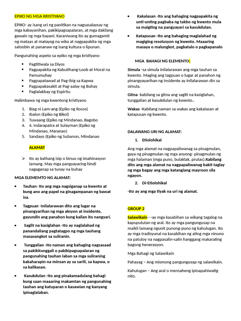 Filipino Notes Midterm | PDF