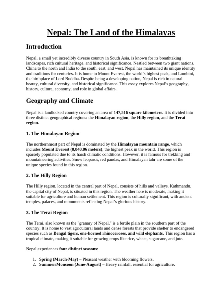 Nepal The Land of Himalayas | PDF | Nepal | Himalayas