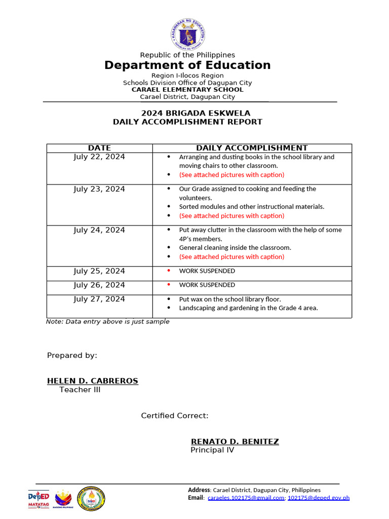 2024 Brigada Eskwela Report | PDF | Learning