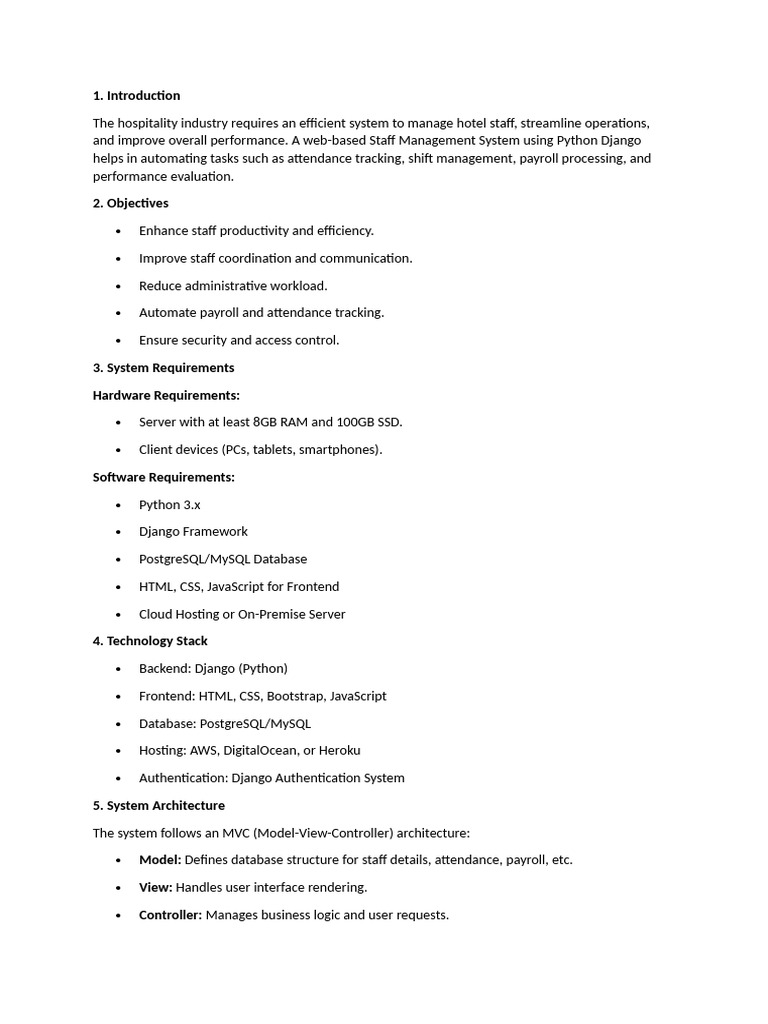 Hotel Staff Management System | PDF | Model–View–Controller | Databases