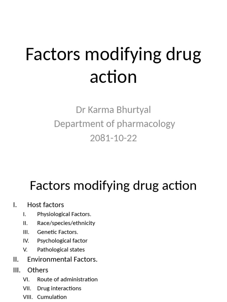 Factor Affecting Drug Action | PDF | Drugs | Pharmacology