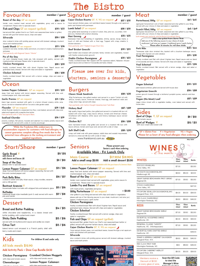 Frankston RSL Bistro Menu Highlights | PDF | Cuisine | Cooking