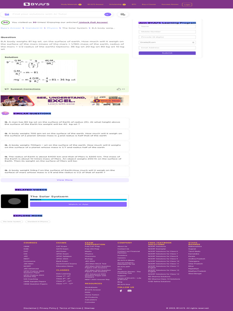Mars Weight Conversion Calculations | PDF | Mass | Mars