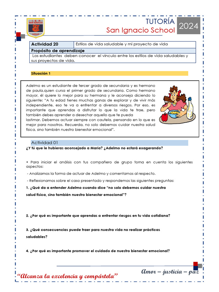 Ficha D 2do de Sec Tutoria 16-09 - 24 | PDF | Adolescencia | Bienestar